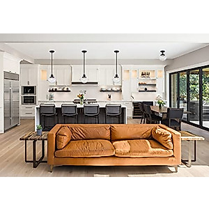 Design House 587451 Schoolhouse Modern Industrial Farmhouse Indoor Dimmable Pendant Light with Clear Seedy Glass for Kitchen Dining Bar Area, Matte Black