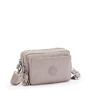 Kipling Womens Abanu Multi Bag, Lightweight, Adjustable Nylon Waist Pack With Multi-compartment Zip Pockets Covnertible Crossbody Bag, Grey Gris, Small US