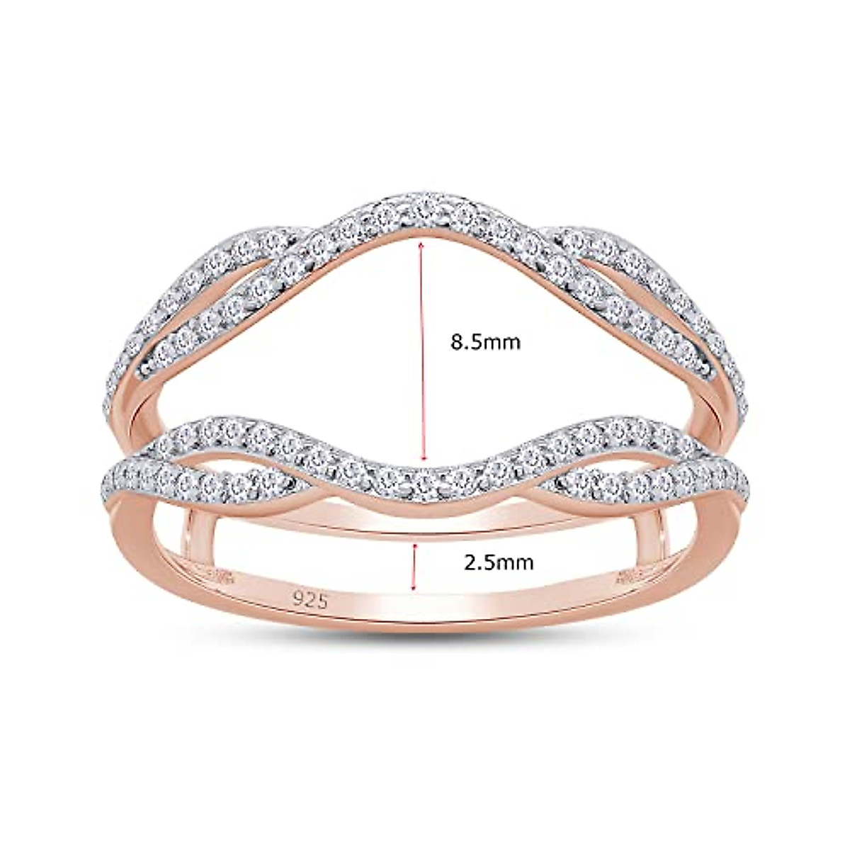 SAVEARTH DIAMONDS 2/5 cttw Round Cut Lab Created Moissanite Diamond Double Infinity Wedding Ring Guard Enhancer For Women In 14K Rose Gold Over Sterling Silver(D Color, VVS1 Clarity 0.40Cttw)-6.5
