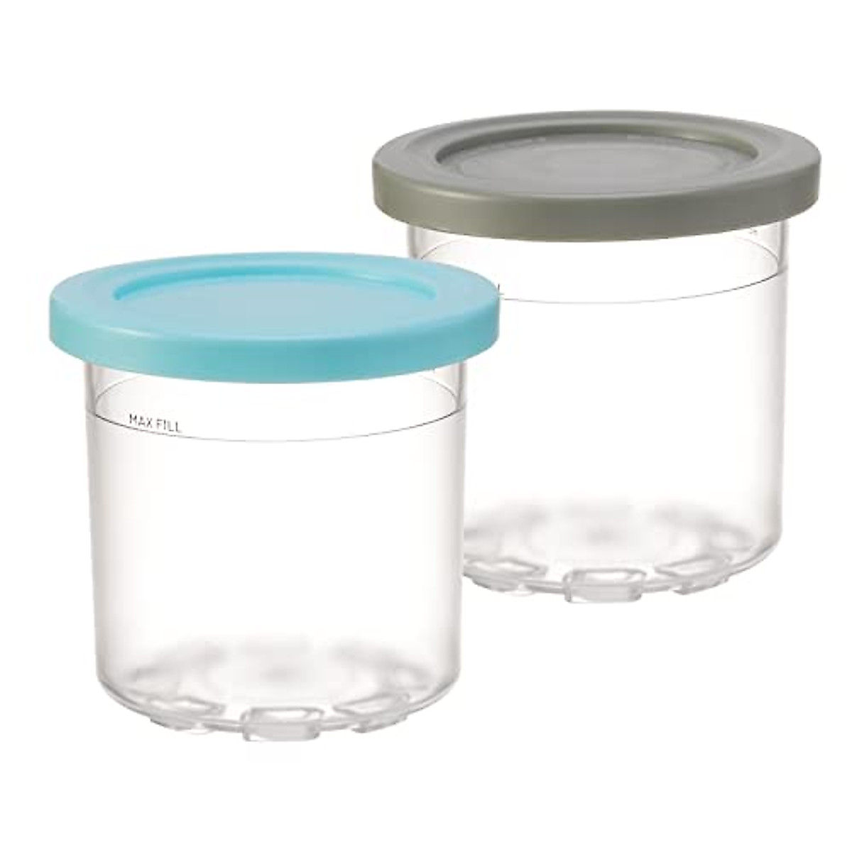 PARBEE 160z Extra Pint Containers with Lids 2 Pack Replacement Compatible with Ninja Creami NC301 NC300 NC299AMZ Series Ice Cream Maker, Dishwasher Safe Pints, Grey & Blue
