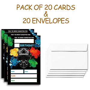 FujLoy Paintball Birthday Party Invitations, Paintball Invitations, Paintball Theme Birthday.（065）