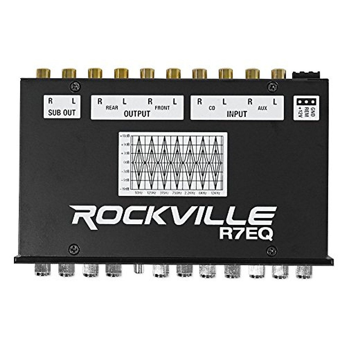 Rockville R7EQ 1/2 Din 7 Band Car Audio Equalizer EQ w/Front, Rear + Sub Output