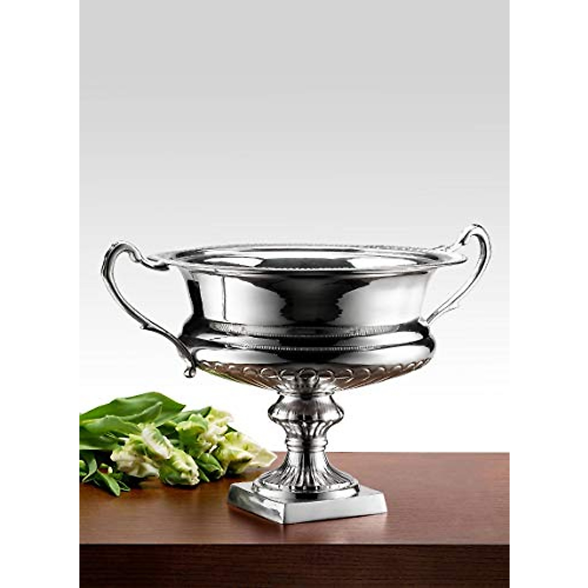 Serene Spaces Living Silver-Plated Trophy Flower Urn, Use for Home Decor, Event Centerpieces, Wedding, Parties, Floral Arrangements, Medium 10" Diameter