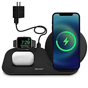DDUAN Wireless Charging Station, 3 in 1 Qi Fast Wireless Charger Compatible for iPhone 14/13/12/11/Pro/Max/XR/XS/XS Max/X/8, Charging Stand for Apple Watch SE/8/7/6/5/4/3 and AirPods 2/3/Pro/Pro 2