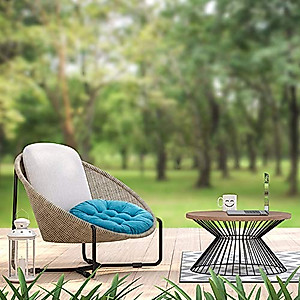 Tiita Floor Cushions Blue Seat Cushion Pillows 22"x22" Round Outdoor/Indoor Windows Pad for Patio Garden Hanging Chairs Set of 2