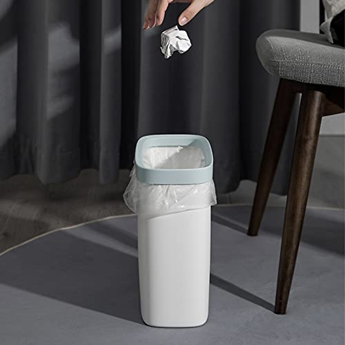 LtyTz Small Bathroom Trash Can with Lids Kitchen Wastebasket with Press Type Lid for Bathroom,Powder Room,Bedroom,Kitchen,Office (2.1 Gallon/8 Liter,Blue)
