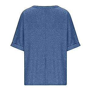 DASAYO Women Plus Size Tshirts Tops Crew Neck Solid Half Sleeve Shirt Tunic Comfy Casual Summer Plain Loose Blouse T Shirts