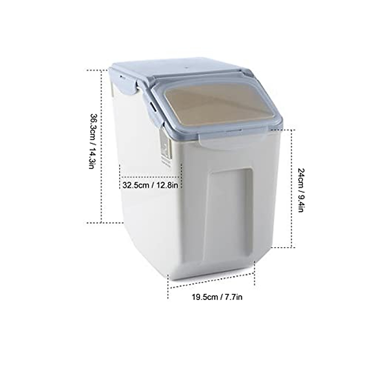 Rice Container, Odorless High Temperature Resistant Sealed Food Container Environmental Protection Safe with Lid for Beans (Blue 15KG)
