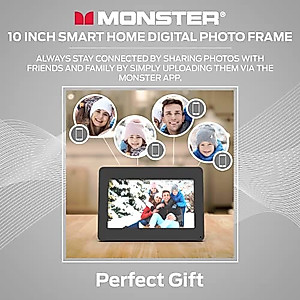 Monster Smart Home 16 GB Digital Photo Frame, High Definition 1280p Smart Picture Frame-10 inch