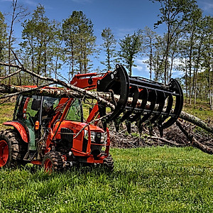 Titan Attachments 72" Extreme Root Grapple Rake Attachment, Universal Quick Tach, Twin 3,000 PSI Cylinders, Replaceable Forged Steel Teeth
