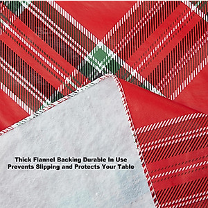 Newbridge Hamilton Red and Black Tartan Plaid Christmas Vinyl Flannel Backed Tablecloth, Traditional Xmas Holiday Plaid Vinyl Tablecloth with Flannel Backing, 60 Inch x 120 Inch Oblong/Rectangle