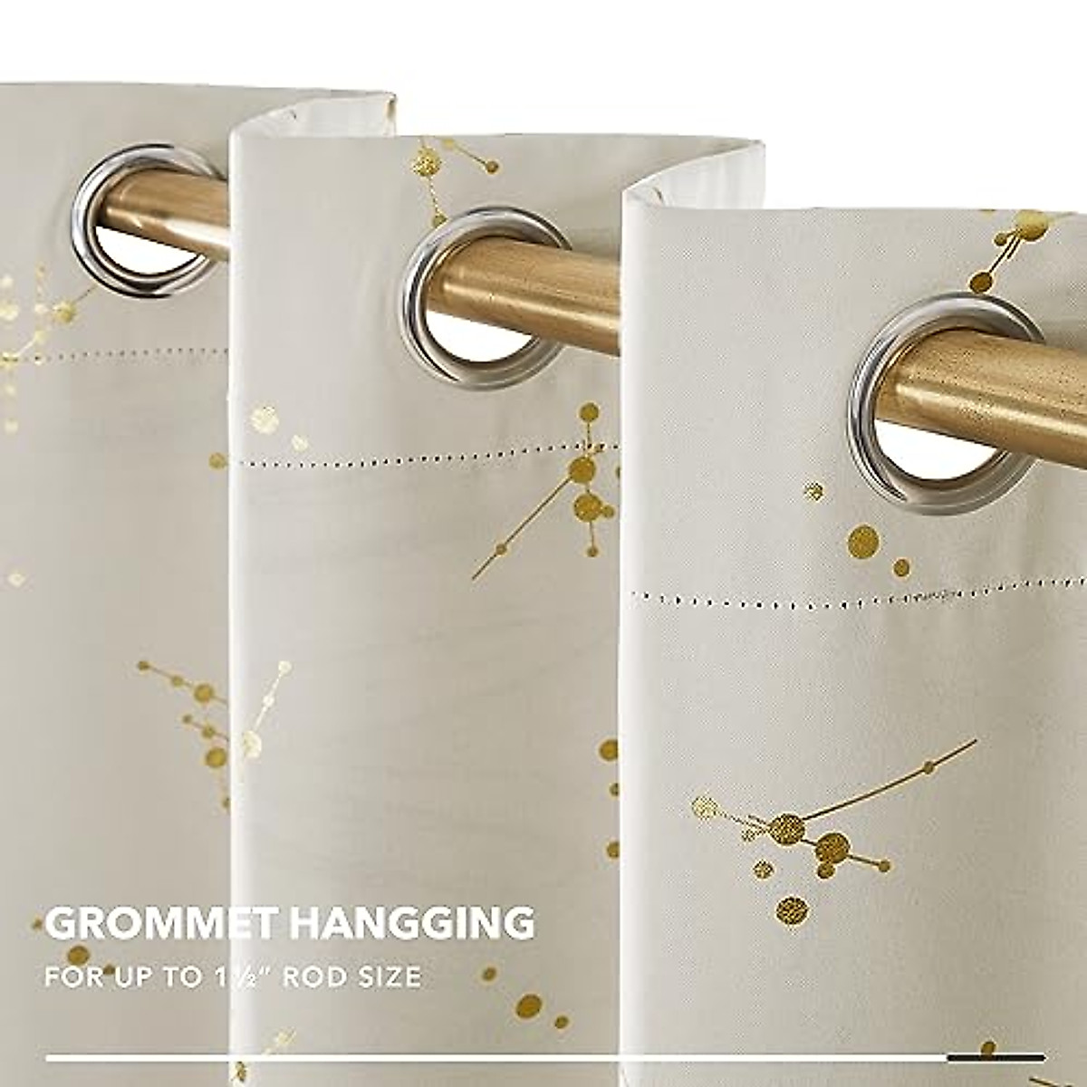 Deconovo Blackout Curtains for Living Room, Curtains 84 Inches Long, Set of 2 - Constellation Pattern Foil Printed Curtains, Light Blocking Curtain (Beige, 42 x 84 Inch, 2 Panels)