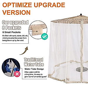 ABCCANOPY Upgrade 9FT-11FT Patio Umbrella Mosquito Netting Adjustable Mosquito Net with Zipper Door for Most Outdoor Market Table Umbrellas or Cantilever Offset Hanging Umbrellas (Beige)