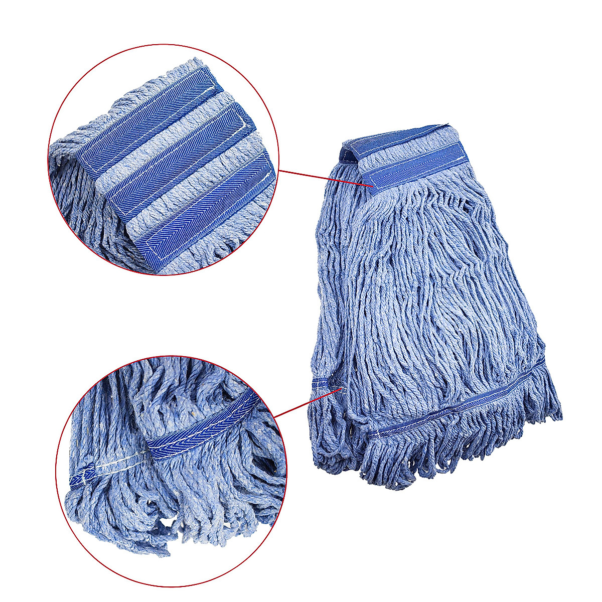 Mop Head Replacement Commercial Heavy Duty String Blue Wet Mop Heads for 3 Typs Commercial Mop Handle(2,Medium)