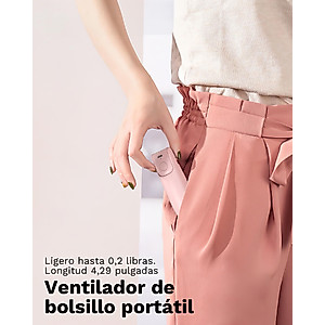 Koonie Portable Handheld Fan, Foldable Mini Hand Held Fan for Travel, Small Pocket Fan for Women, Battery Operated Fan with 8 Working Hours for Indoor Outdoor Pink