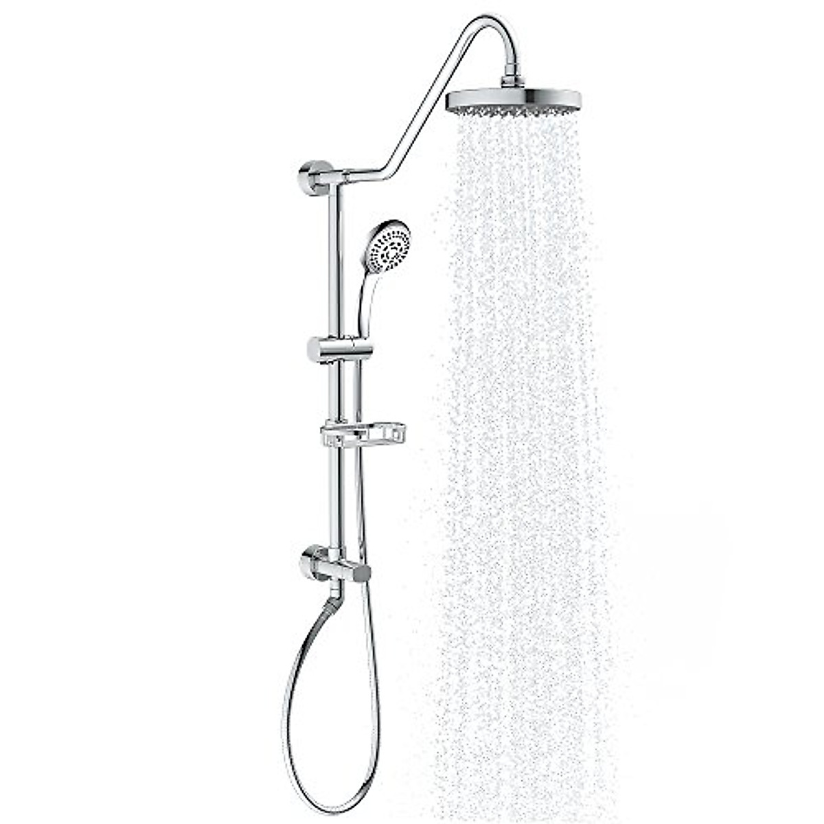 PULSE ShowerSpas 1011-III-CH Kauai III Shower System, with 8" Rain Showerhead, 5-Function Hand Shower, Adjustable Slide Bar and Soap Dish, Polished Chrome Finish