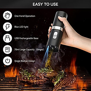 BONNIGHT Electric Salt and Pepper Grinder Set, Automatic Salt & Pepper Mill Refillable with Rechargeable Base, USB Cables, 2 Adjustable Coarseness Mills, One Hand Operation, LED Light