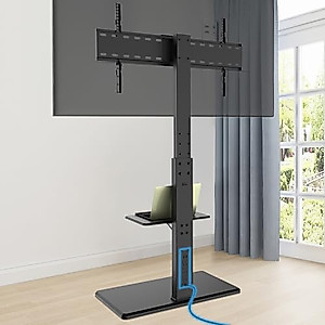 TV Floor Stand with Power Outlet & AV Shelf Universal Tall Corner TV Stand for 32-70 inch TV Viewing Angle Adjustment Height Adjustment Max VESA 600 * 400 Black