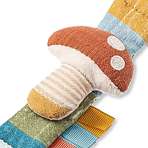 Itzy Ritzy Wrist Rattle – Wearable Itzy Bitzy Rattle for Babies; Made of Soft Cotton and Easily Attaches to Wrist; Makes Gentle Rattle Sound; Mushroom