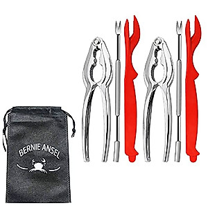 7Pcs Crab Claw Crackers and Tools Set, Seafood Tools Set Crab Leg Crackers and Picks Tools Including 2 Lobster Shell Crackers and 4 Seafood Forks Kit