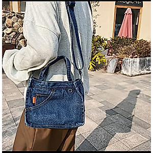 Denim Cowboy Bag Unisex Vintage Cowboy Hobo Handbag Shoulder Bag Travel School Office Bag B-Dark Blue