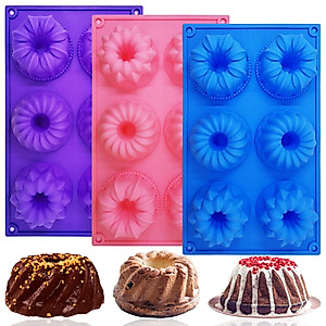FineGood 3 PCS Silicone Cake Moulds, Doughnut Maker Silicone Baking Tray Cupcake Muffin Molds Mini Cake Pan