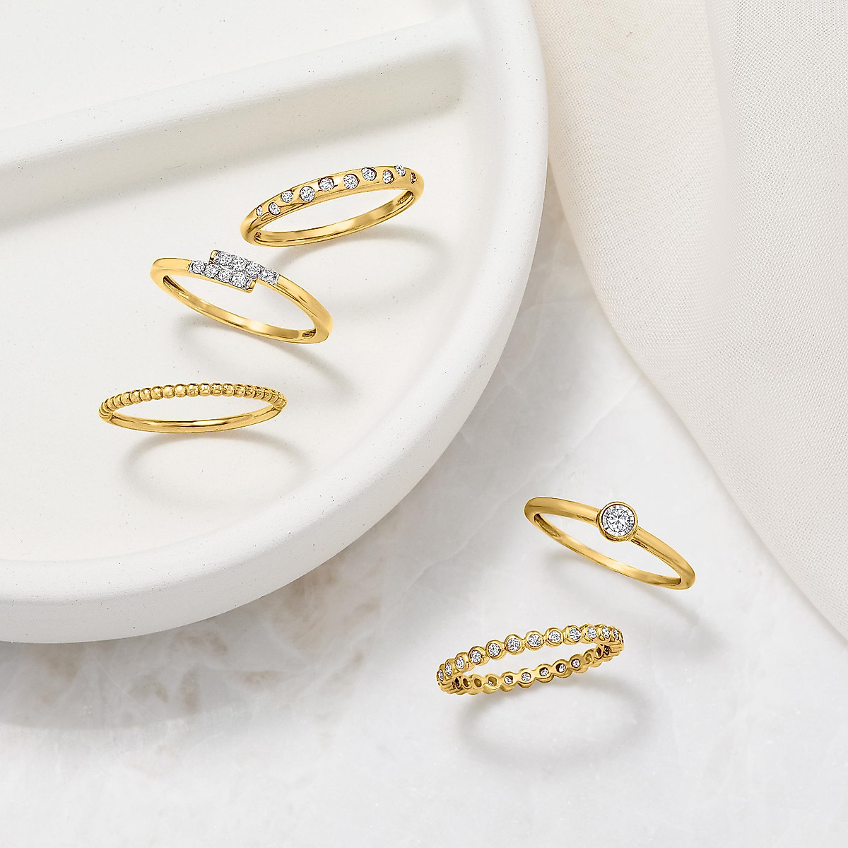 RS Pure by Ross-Simons 0.10 ct. t.w. Diamond Dotted Ring in 14kt Yellow Gold. Size 7