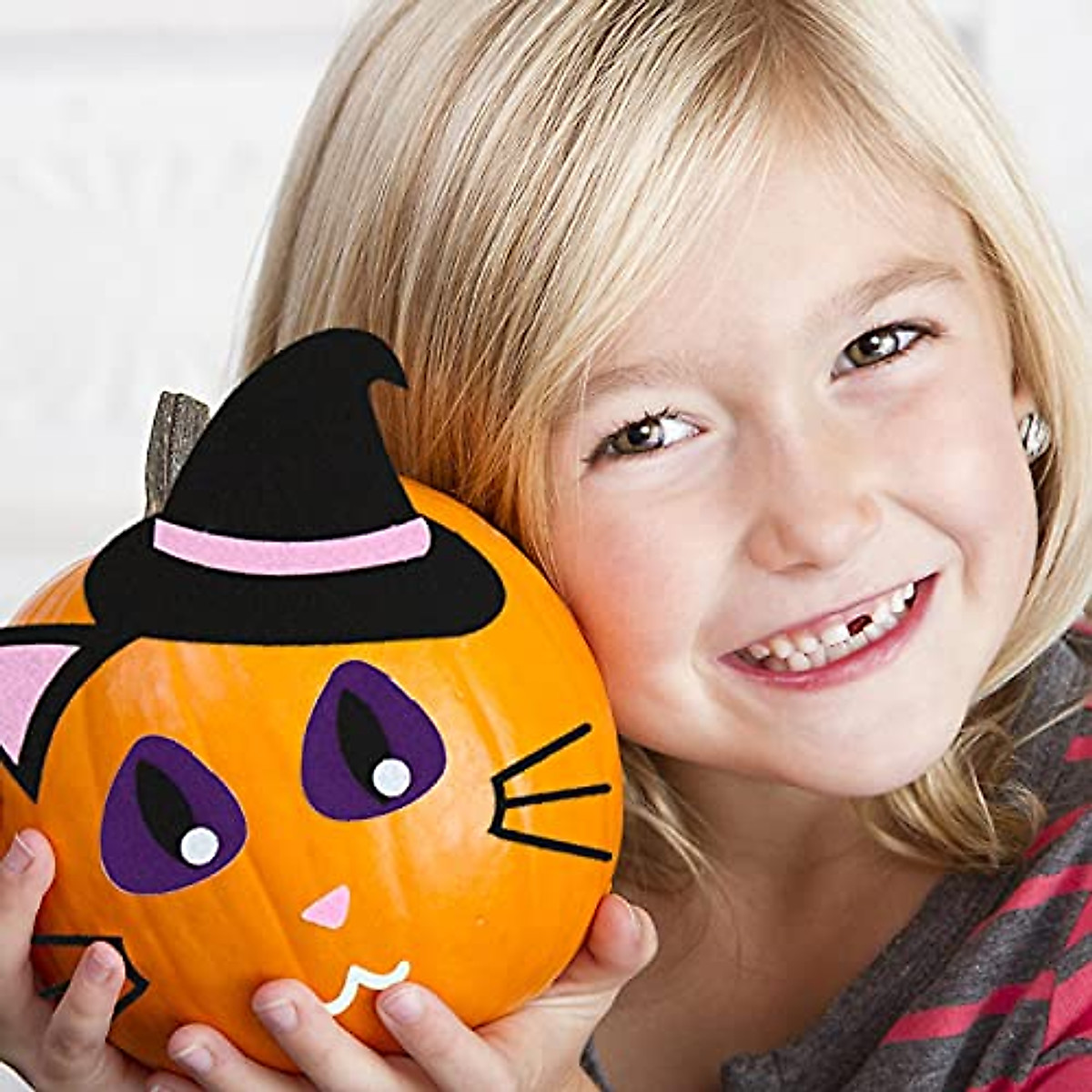 Halloween Pumpkin Sticker 12 PCS Halloween Felt Stickers Glitter Felt Stickers Self Adhesive Pumpkin Decorating for Kids Halloween Pumpkin Face Stickers Crafts