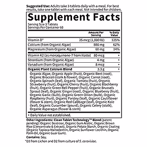 Garden of Life mykind Organics Plant Calcium Supplement Made from Whole Foods with Magnesium, Vitamin D as D3, and Vitamin K as MK7, Gluten-Free - 60 Day Count