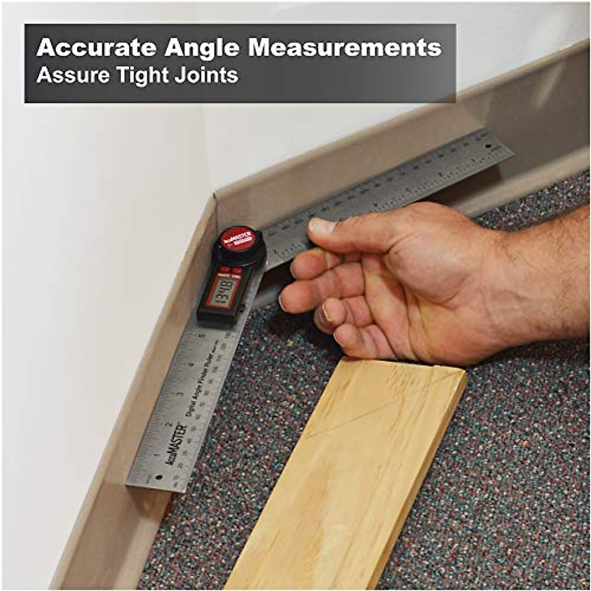 Calculated Industries 7455 AccuMASTER Digital Protractor Angle Finder Ruler for Crown, Trim, Woodworking | 7 Inch Stainless Steel Blade | Hold and Zero Function | Includes Battery, Protective Case