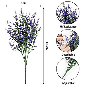 WXBOOM 9pcs Artificial Flowers UV Resistant Faux Plastic Flower Outdoor Fake Lavender Flowers in Bulk Outside Garden Porch Window Hanging Planters Decoration (Purple, White, Magenta)