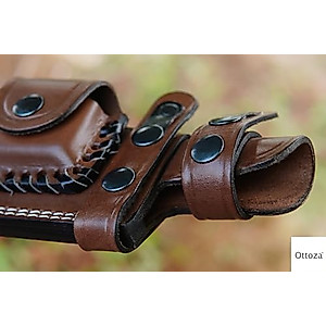 Ottoza Handmade Leather Knife Sheath Right Hand Tracker Knife Sheath - Bushcraft Knife Sheath - Hunting Knife Sheath - Survival Knife Sheath Horizontal Carry Dark Brown TOP Grain Leather No:103