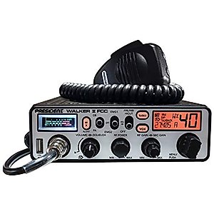 President Electronics WALKER II FCC AM Transceiver CB Radio, 40 Channels AM, Channel Rotary Switch, Volume Adjustment and ON/OFF, Manual Squelch and ASC, Multi-functions LCD Display
