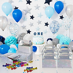 Naleyber Rainbow Party Favor Treat Boxes 16pcs Thickened Paper Gift Gable Box, Candy Snack Goodie Bag for Birthdays, Wedding, Holidays, Vivid Colored