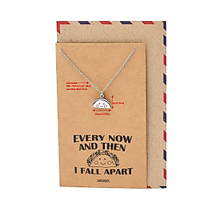 quan jewelry Taco Necklace, Gifts for Foodie Taco Lovers Mexican Food, Spanish Taco, Fall Apart Funny Quote Pendant Charm - Handmade, Rhodium Plated