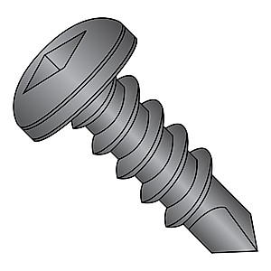 Small Parts 1016KQPB Steel Self-Drilling Screw, Black Oxide Finish, Pan Head, Square Drive, #3 Drill Point, #10-16 Thread Size, 1" Length (Pack of 50)