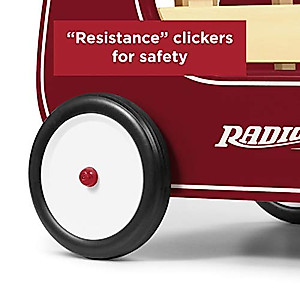 Radio Flyer Classic Walker Wagon, Sit to Stand Toddler Toy, Wood Walker, For Ages 1-4, Red