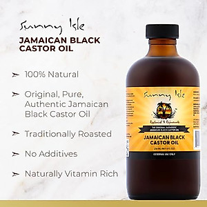 Sunny Isle Jamaican Black Castor Oil 8oz | 100% Natural Treatment for Hair, Scalp and Skin