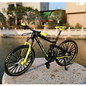 YEIBOBO ! Alloy Mini Downhill Mountain Bike Toy, Die-cast BMX Finger Bike Model for Collections (Black/Green)