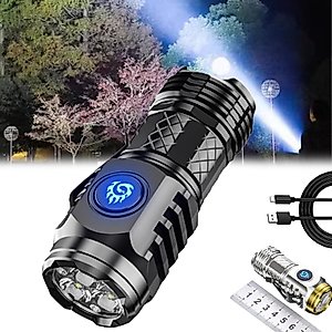 Springmart Mini Flashlight,Spring Mart Flashlight,Three Eyed Mini Monster Mini Flashlight,German Mini Flash Super Power Flashlight,Strong Light Steel Cannon Thumb Flashlight (Black)