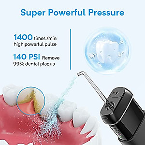 Water Flosser for Teeth, Enpuly Mini Portable Rechargeable Dental Oral Flossing Irrigator for Braces with 5 Jet Tips, 3 Modes & IPX8 Waterproof, for Travel & Home (Black)