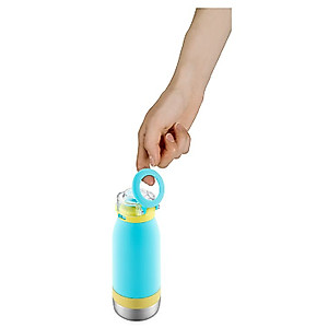 Ello Emma 14oz Vacuum Insulated Stainless Steel Kids Water Bottle with Straw and Built-in Carrying Handle and Leak-Proof Locking Lid for School Backpack, Lunchbox and Outdoor Sports, Sky