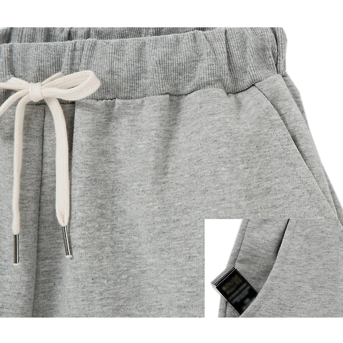 HOW'ON Women's Soft Knit Elastic Waist Jersey Casual Bermuda Shorts with Drawstring Grey XL