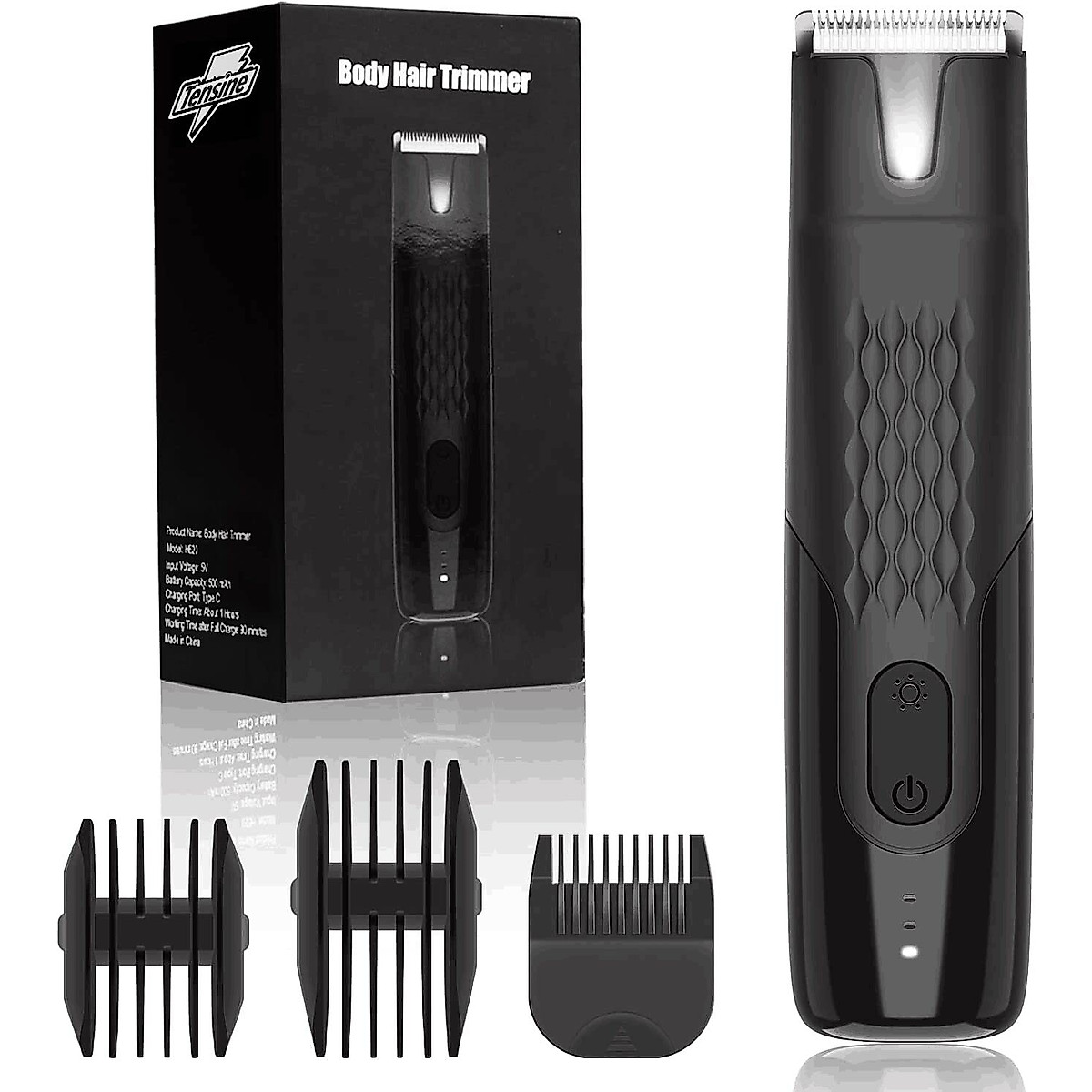 Groin Hair Trimmer for Men,Electric Ball Trimmer/Shaver with Led Light,Replaceable Ceramic Blade Heads,PX7 Waterproof Grooming Kit,1.5Hours Runtime