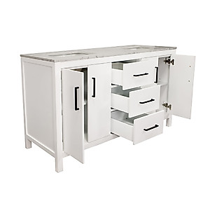 Kitchen Bath Collection Copenhagen 60-inch Double Bathroom Vanity (Engineered Marble/White): Includes White Cabinet with Engineered Marble Countertop and White Ceramic Sink