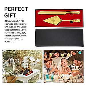 GURUDAR Vintage Wedding Cake Knife and Server Set, Stainless Steel Cake Pie Pastry Cutting Knife & Serving Spatula Set, Premium Party Supplies for Wedding, Birthday, Anniversary & Events, Gold