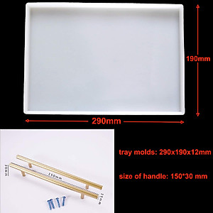 Jashem Silicone Tray Mold Geode Epoxy Resin Casting Molds for Making Faux Agate Tray,Serving Board Included 1 pcs Agate Platter Mold and 2 pcs Gold Handles