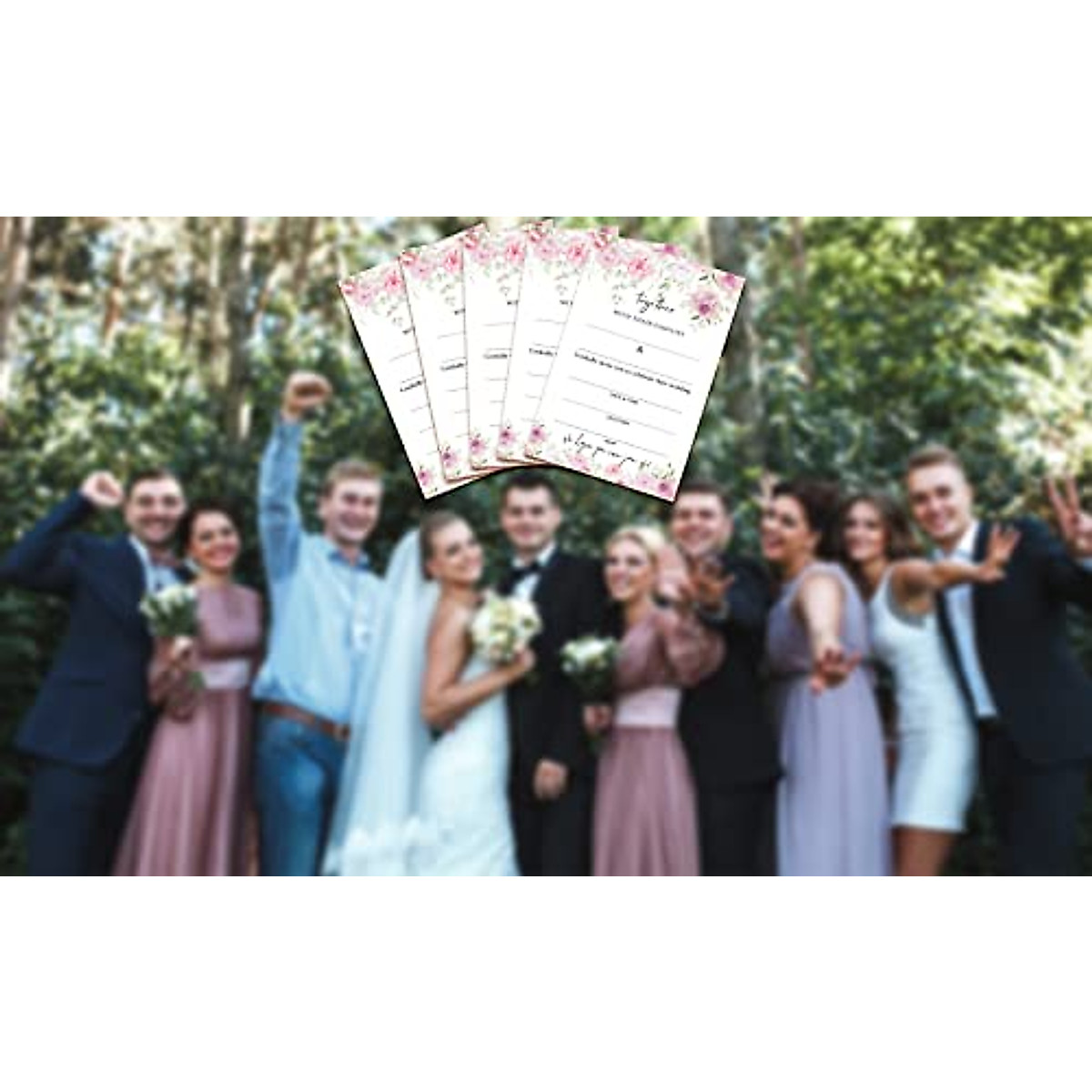 ZEDEV Floral Wedding Invitation Cards - Invite Cardstock for Wedding Parties Receptions - 25 Cards and 25 Envelopes (together-017)