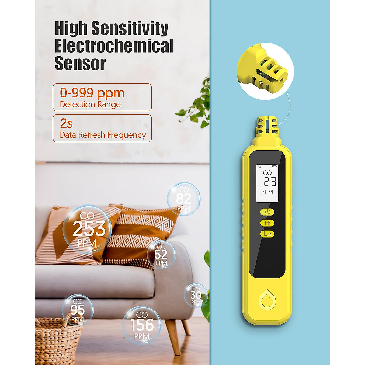 PUTECCH Carbon Monoxide Detectors, Portable CO Detector Battery Powered, Handheld Carbon Monoxide Monitor Alarm Detector with LCD Display for Home/Outdoor/Travel (Batteries Included)