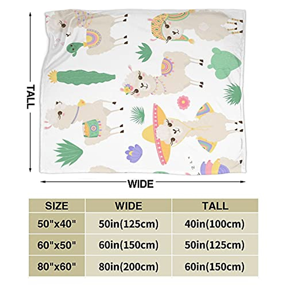 Gadimen Llama Throw Blanket, Super Soft Lightweight Flannel Fleece Blankets for Bed Couch Sofa, All Season Warm Cozy Fuzzy Plush Microfiber Blanket for Hot Sleepers 50x40 inches